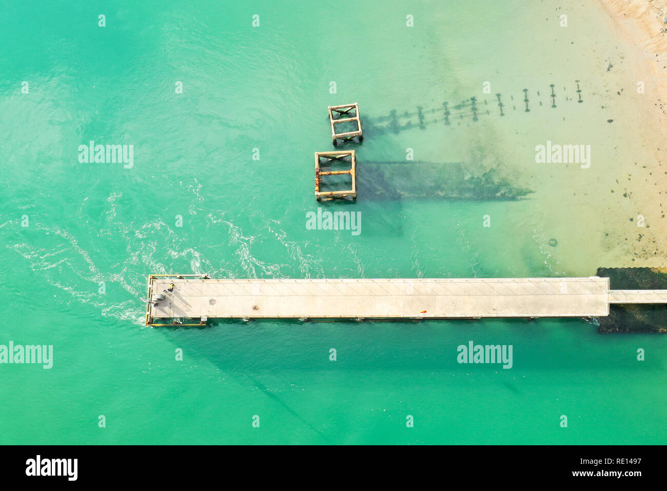 Overhead shot of a pier and harbour Stock Photo - Alamy
