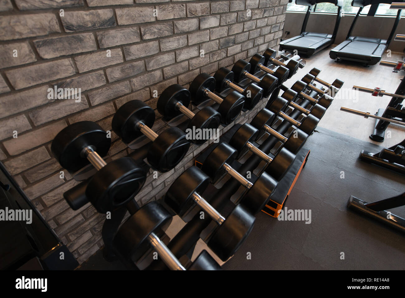 Equipment And Machines At The Modern Gym Room Fitness Center Stock ...