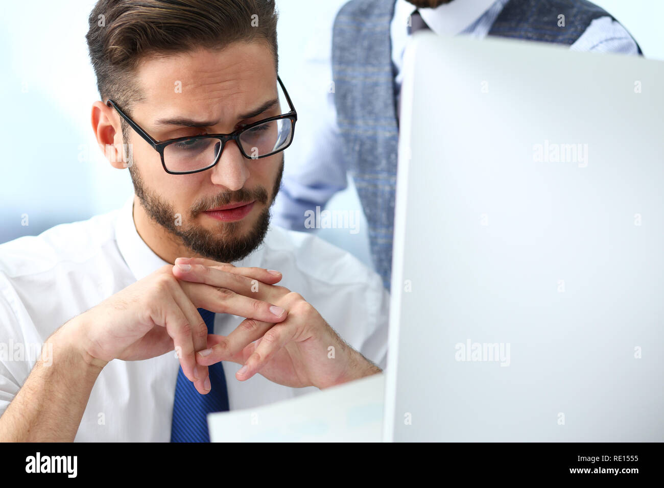 Group of people in office use laptop pc Stock Photo - Alamy