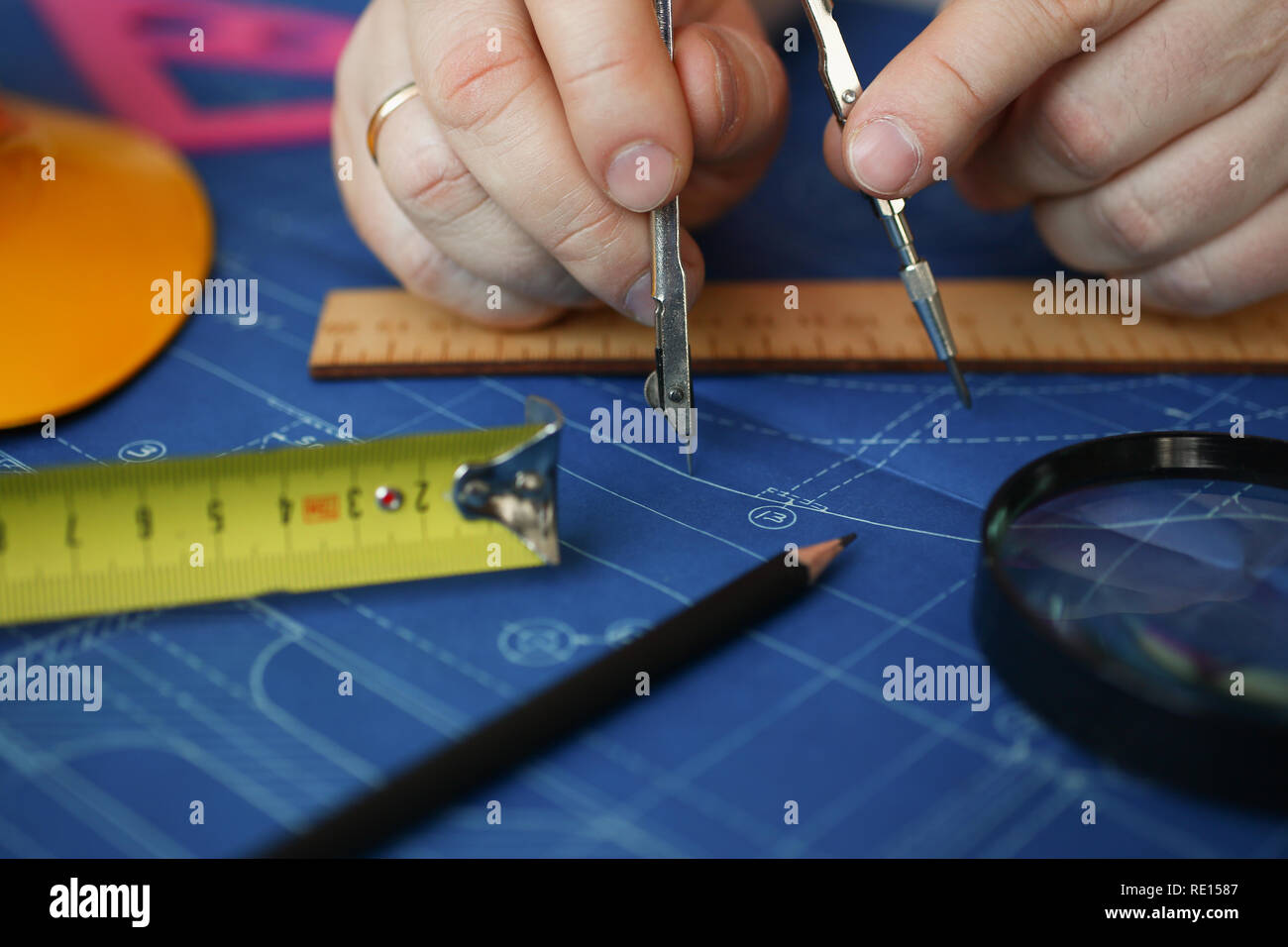 Engineering blueprint design for buildings Stock Photo - Alamy