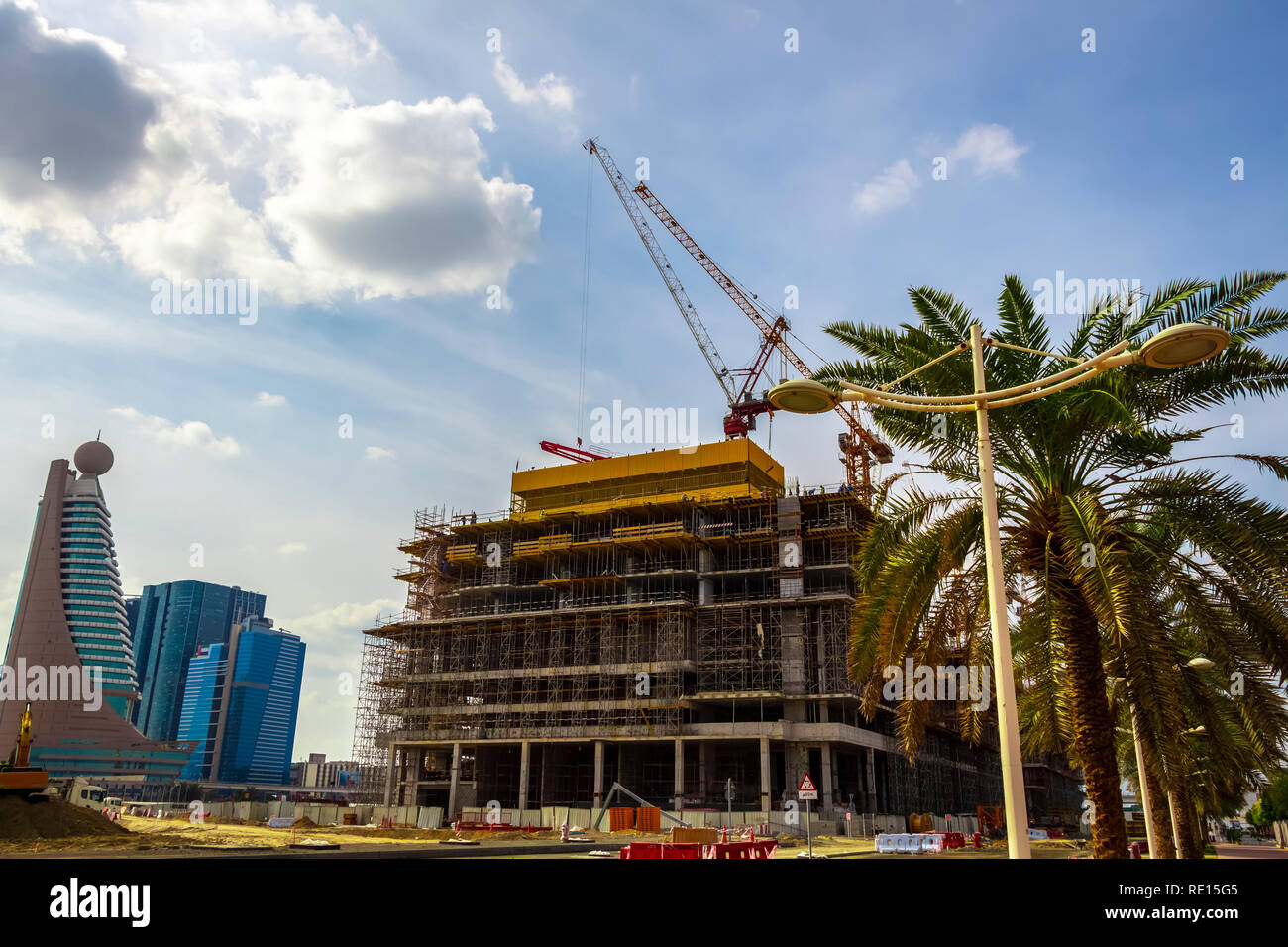 Construction of a large shopping mall in the city center Stock Photo ...