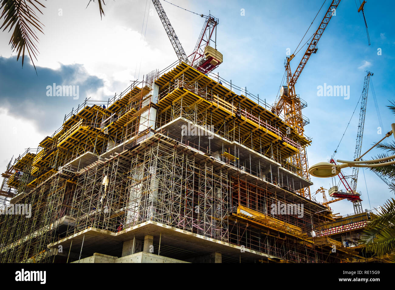 Construction of a large shopping mall in the city center Stock Photo ...