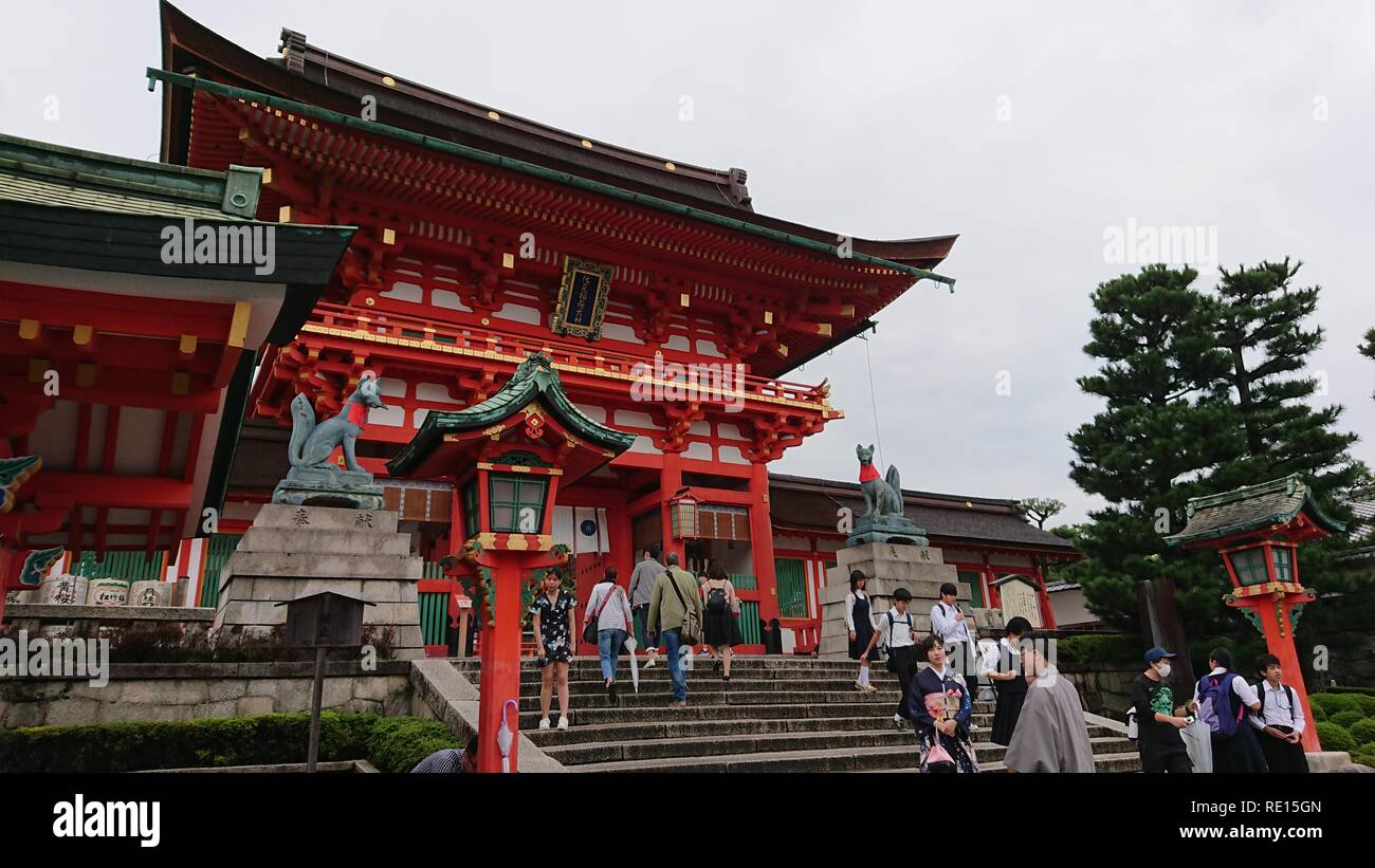 The entrance of Fushimi Inari shrine, which is one of famous landmarks ...