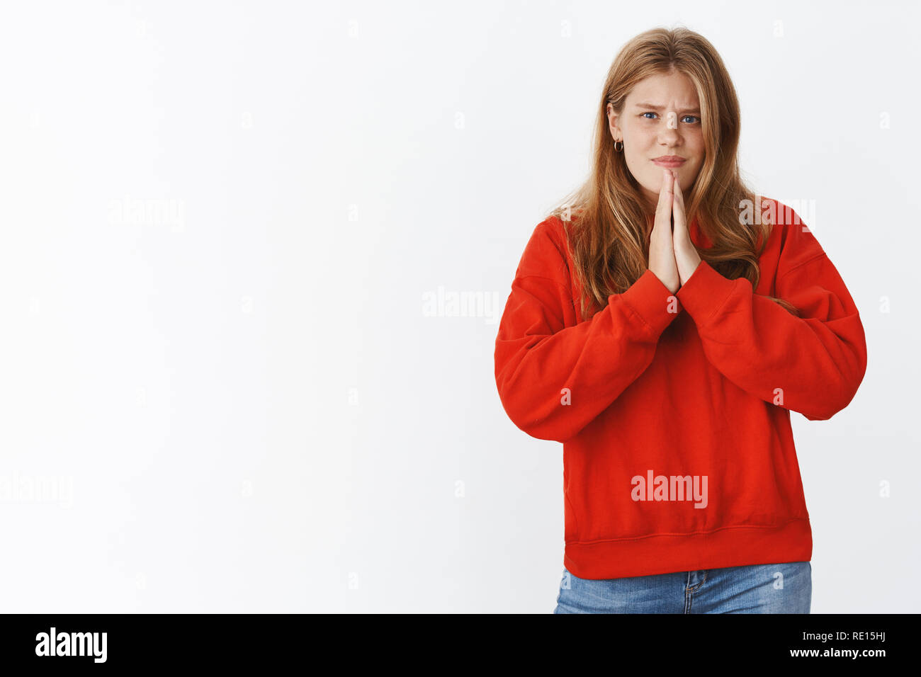 Ginger woman apologizing hi-res stock photography and images - Alamy