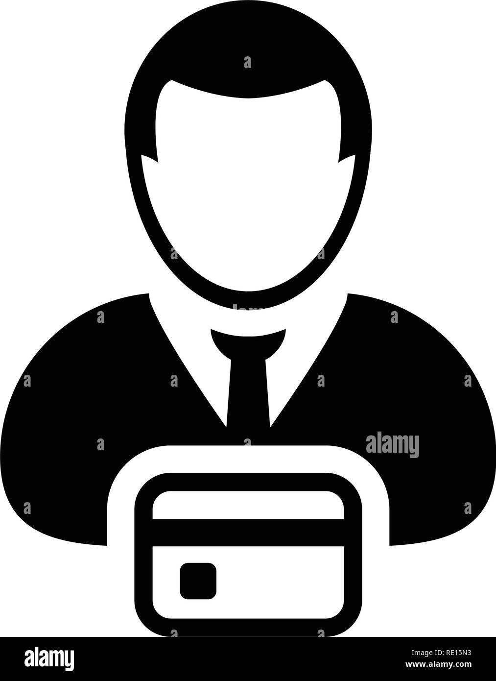 Bank icon vector male user person profile avatar symbol with debit card ...