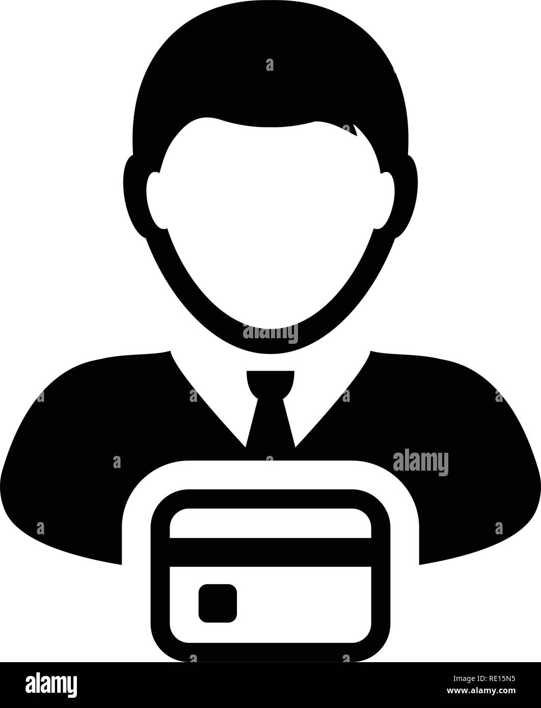 Shopping icon vector male user person profile avatar symbol with debit ...