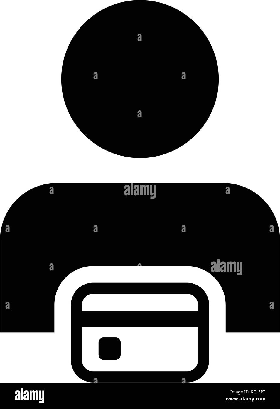 Debit icon vector male user person profile avatar symbol with card for ...