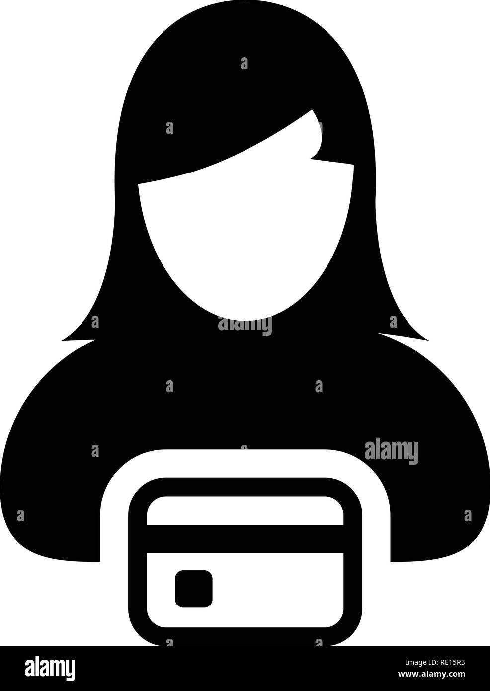 Credit card icon vector female user person profile avatar symbol for ...