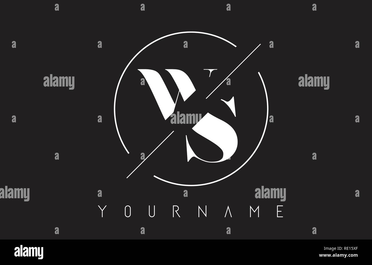 WS Letter Logo with Cutted and Intersected Design and Round Frame ...