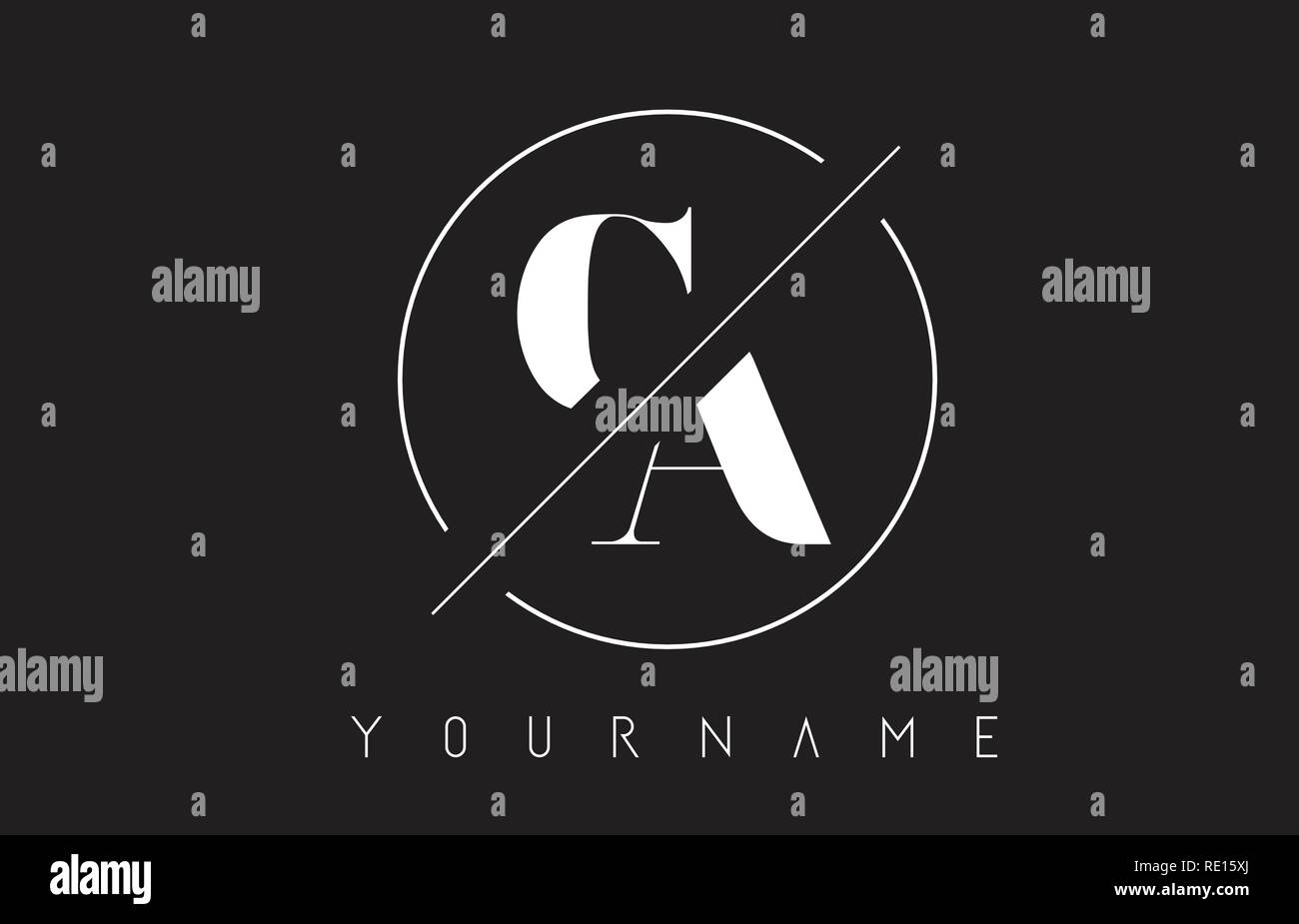 CA Letter Logo with Cutted and Intersected Design and Round Frame ...
