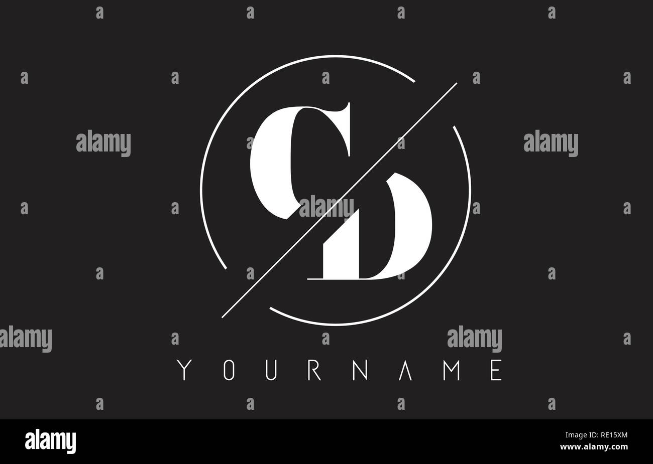 CD Letter Logo with Cutted and Intersected Design and Round Frame ...