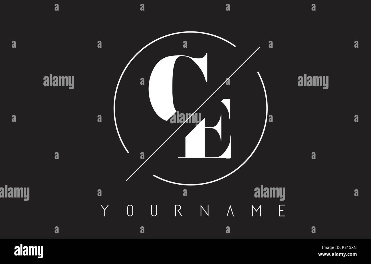 CE Letter Logo with Cutted and Intersected Design and Round Frame ...