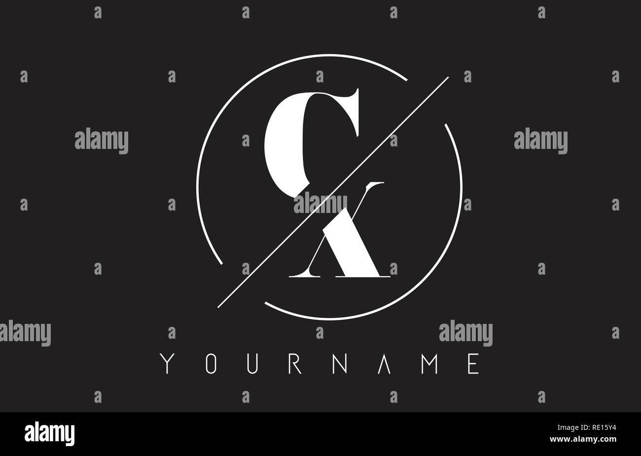 CX Letter Logo with Cutted and Intersected Design and Round Frame ...