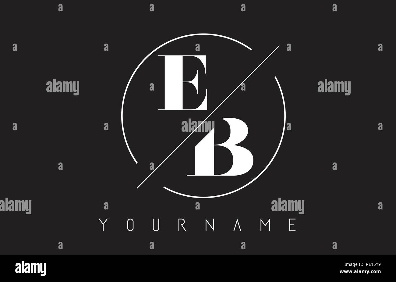 EB Letter Logo with Cutted and Intersected Design and Round Frame ...