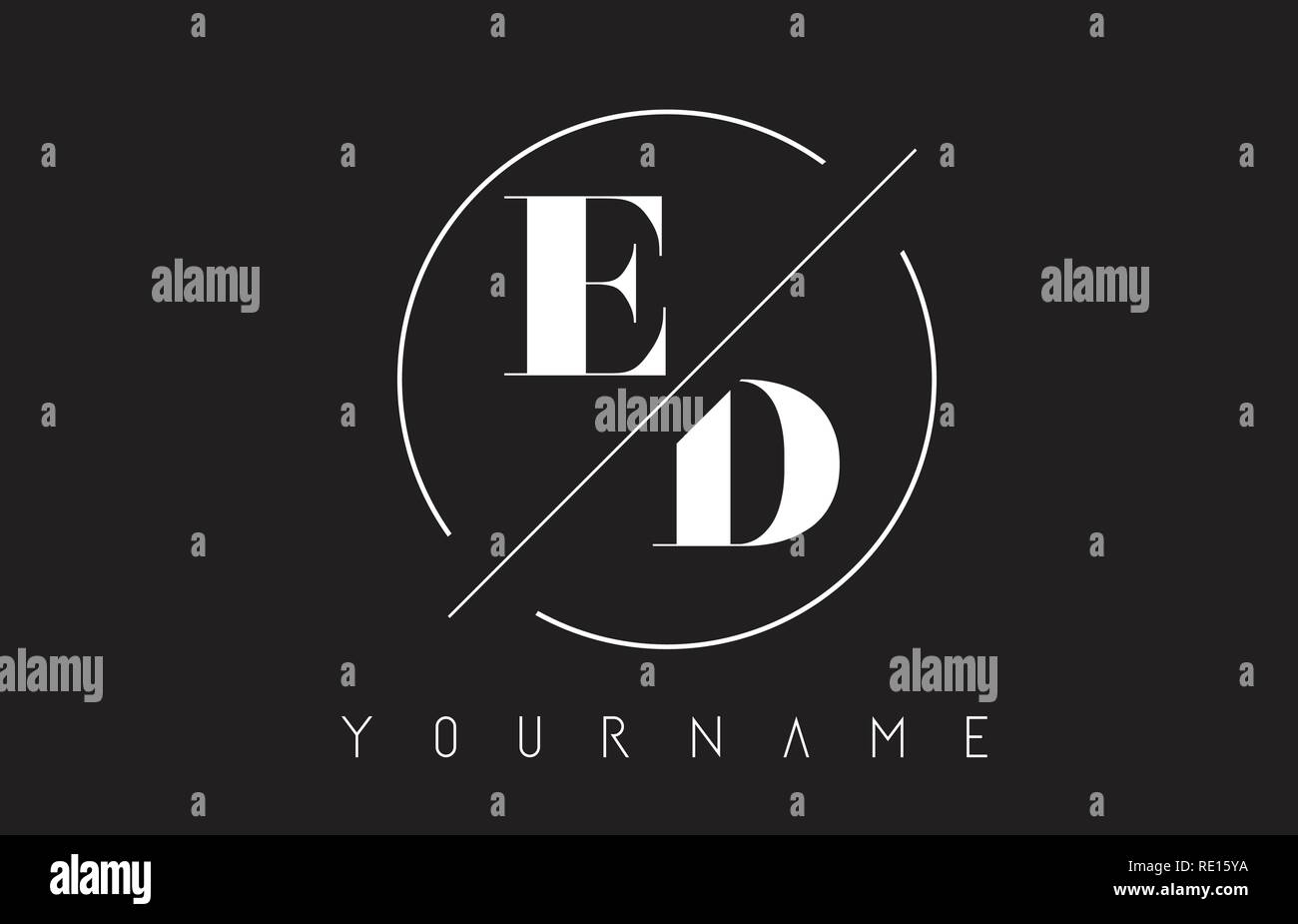 ED Letter Logo with Cutted and Intersected Design and Round Frame ...