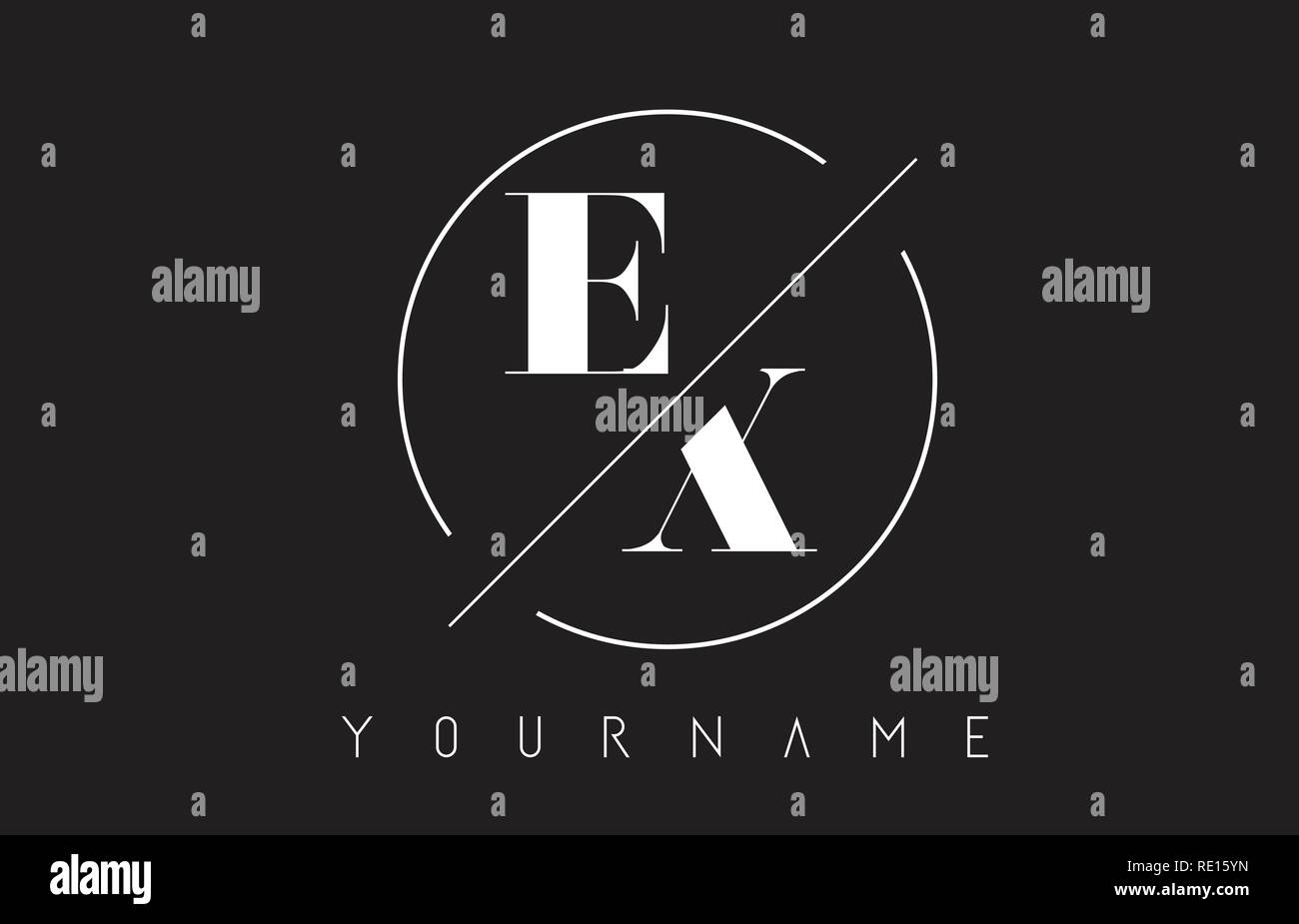 EX Letter Logo with Cutted and Intersected Design and Round Frame ...