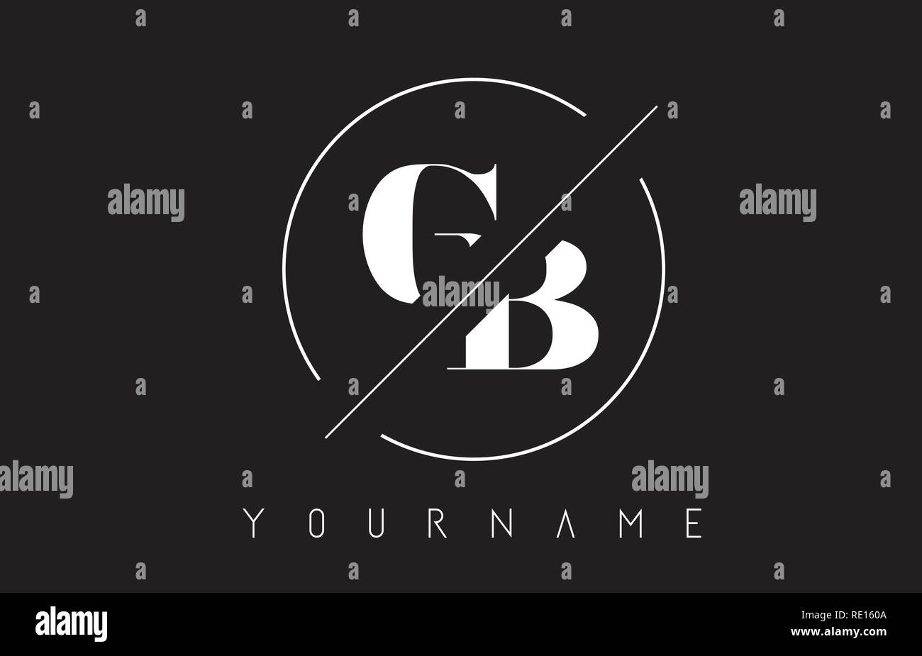 GB Letter Logo with Cutted and Intersected Design and Round Frame ...