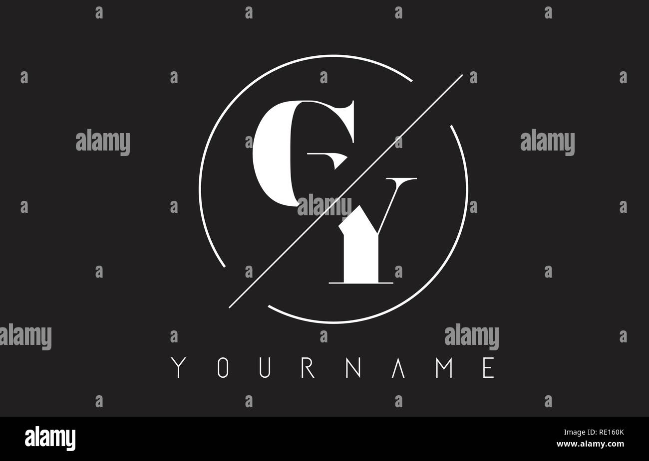 GY Letter Logo with Cutted and Intersected Design and Round Frame ...