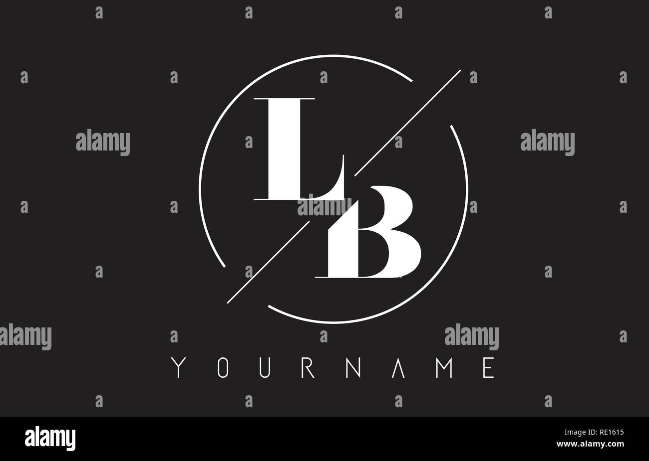 LB Letter Logo with Cutted and Intersected Design and Round Frame ...