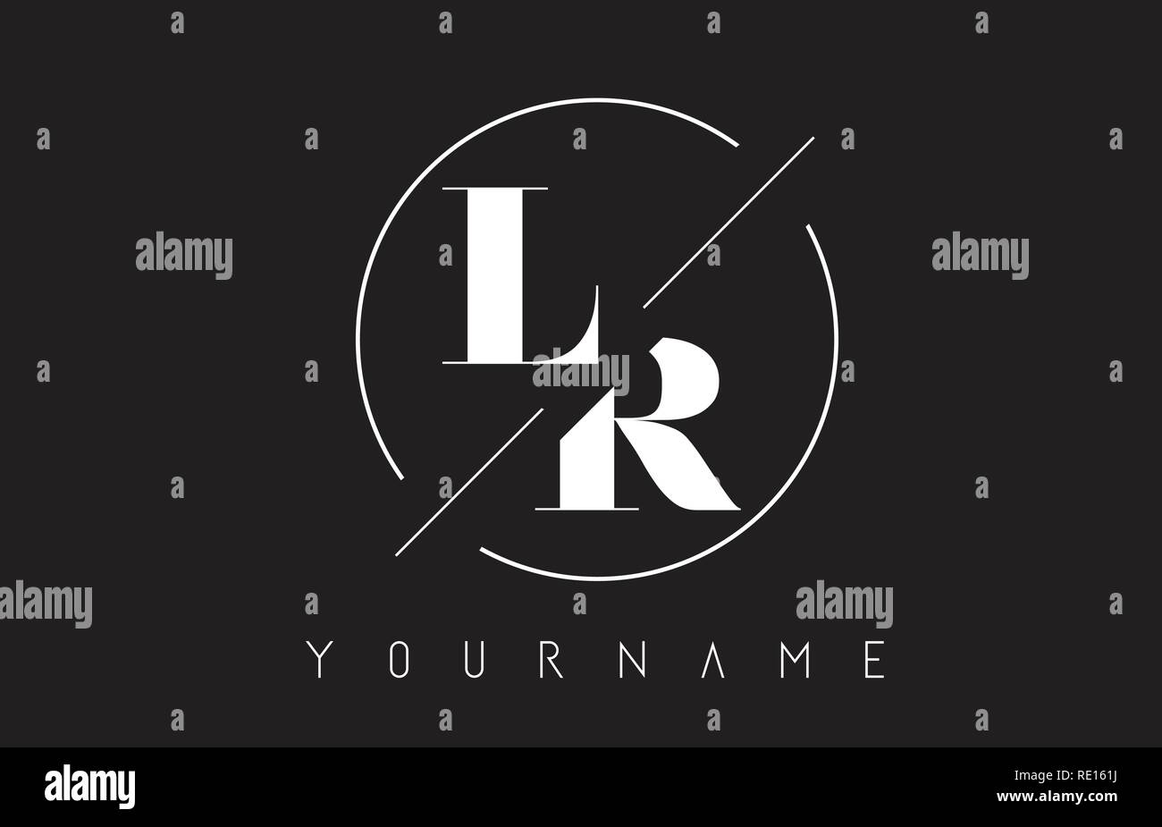 LR Letter Logo with Cutted and Intersected Design and Round Frame ...