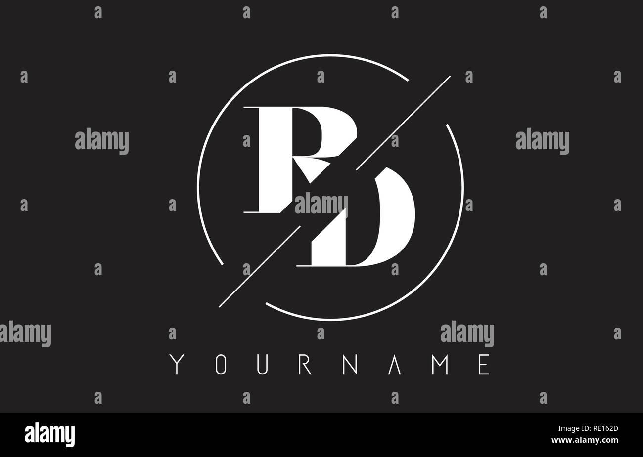RD Letter Logo with Cutted and Intersected Design and Round Frame ...