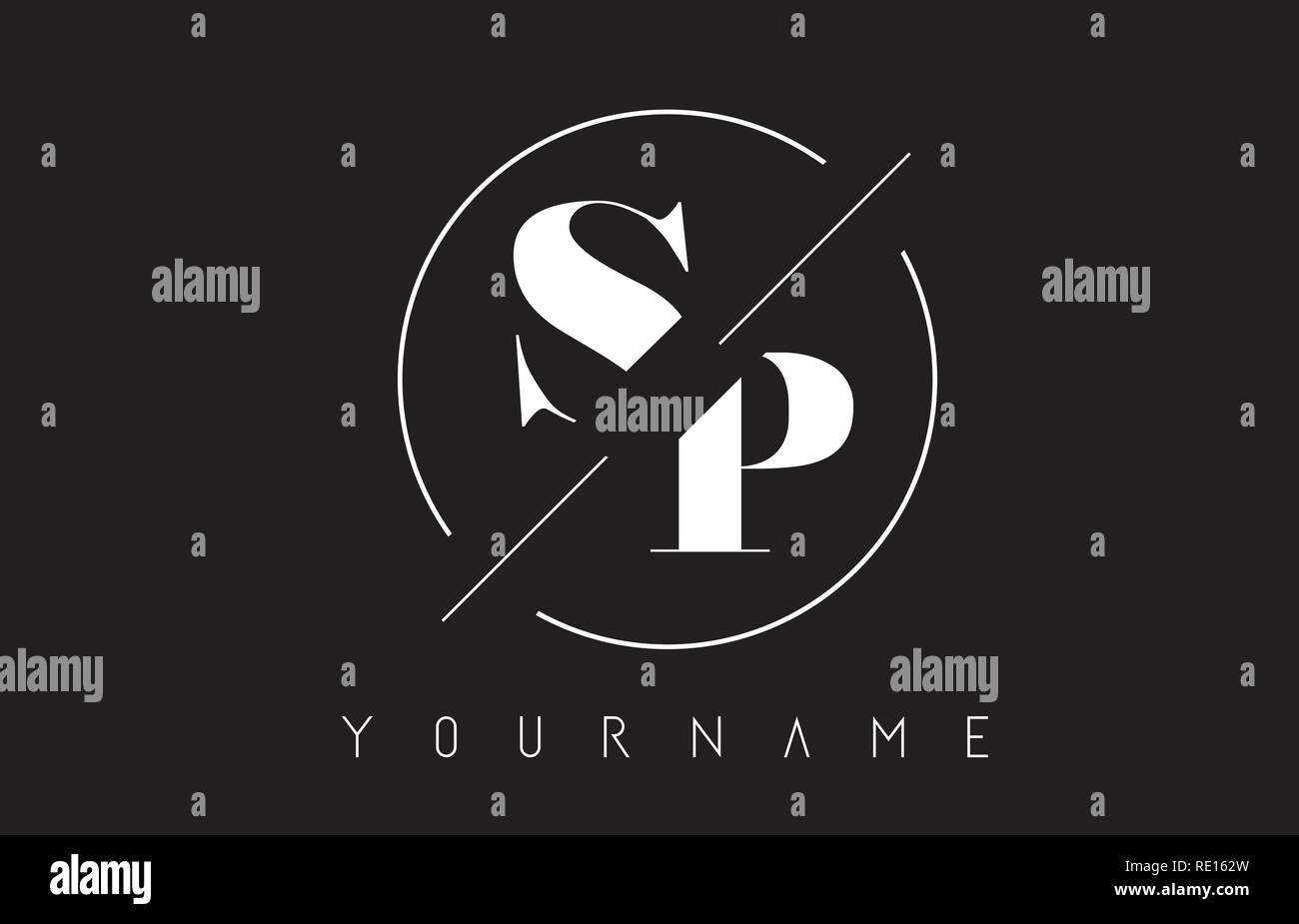 SP Letter Logo with Cutted and Intersected Design and Round Frame ...