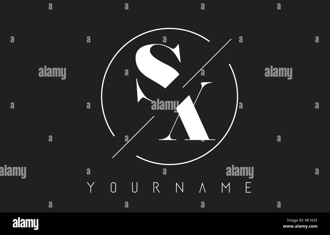 SX Letter Logo with Cutted and Intersected Design and Round Frame ...