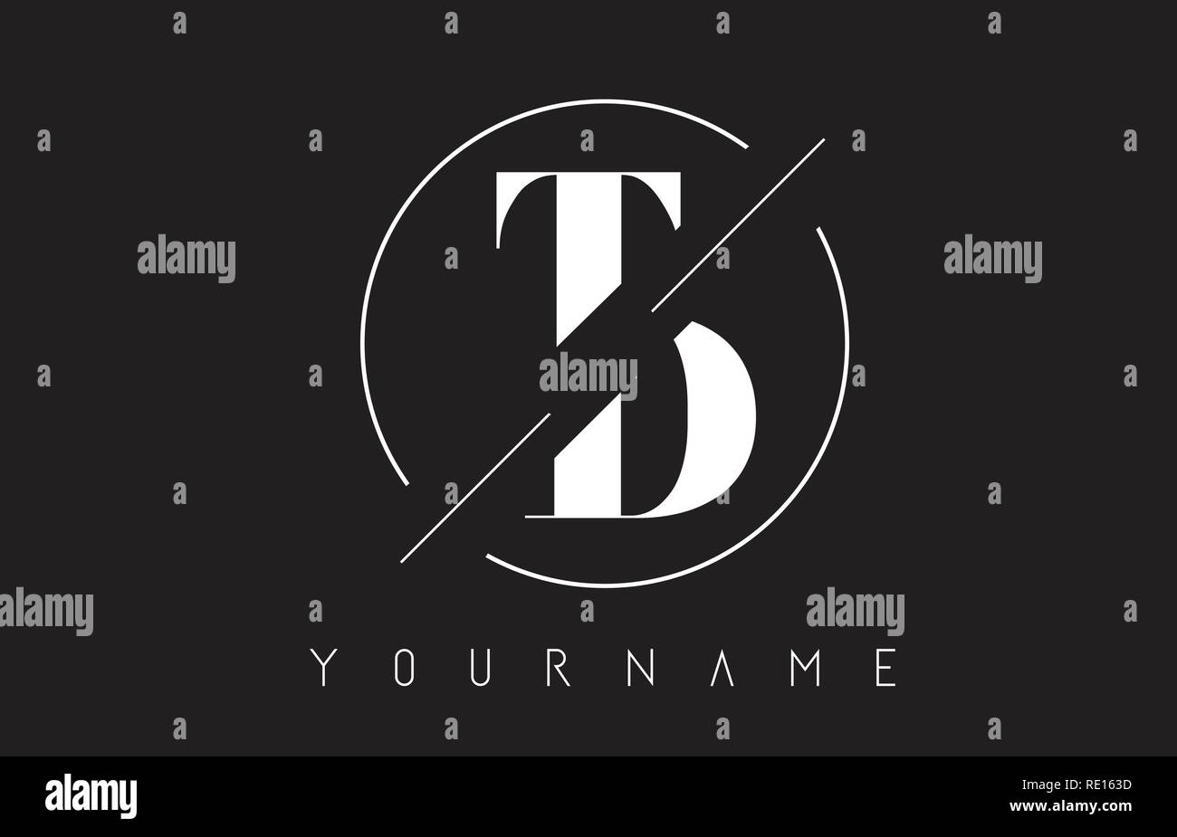 TD Letter Logo with Cutted and Intersected Design and Round Frame ...