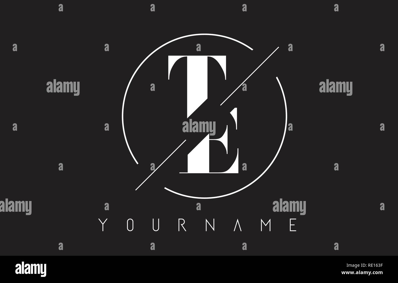 TE Letter Logo with Cutted and Intersected Design and Round Frame ...