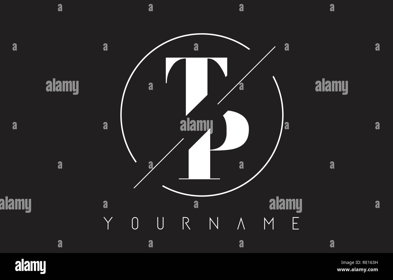 TP Letter Logo with Cutted and Intersected Design and Round Frame ...