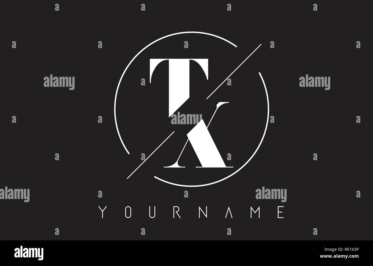 TX Letter Logo with Cutted and Intersected Design and Round Frame ...