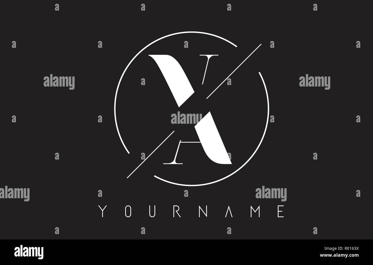 VA Letter Logo with Cutted and Intersected Design and Round Frame ...