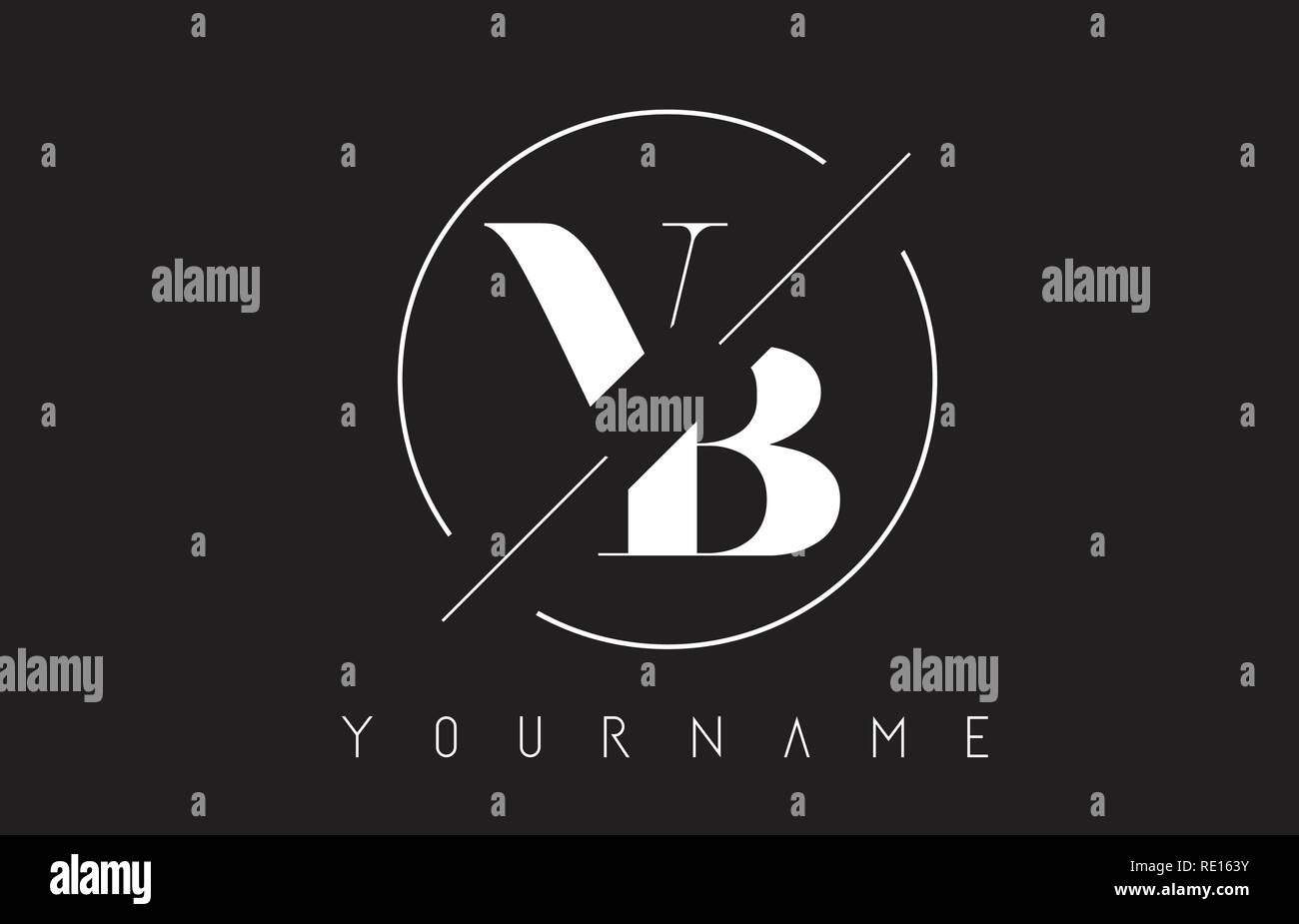 VB Letter Logo with Cutted and Intersected Design and Round Frame ...
