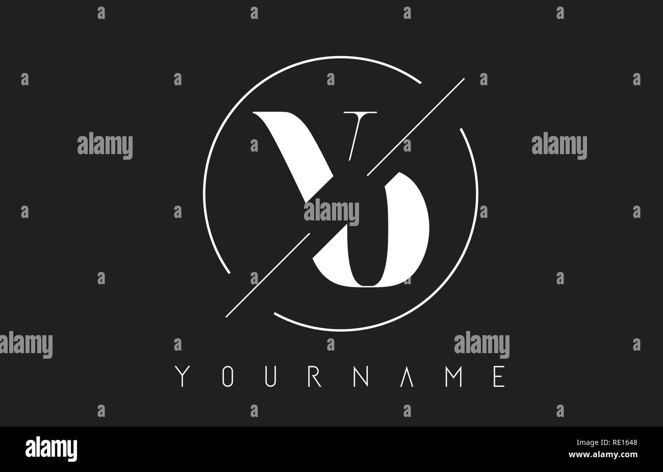 VO Letter Logo with Cutted and Intersected Design and Round Frame ...