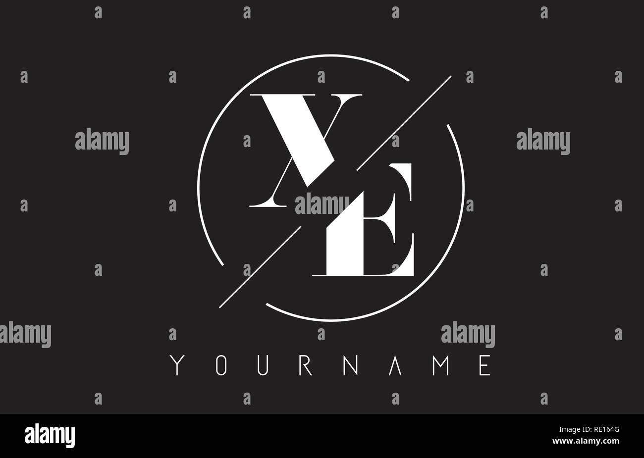 XE Letter Logo with Cutted and Intersected Design and Round Frame ...