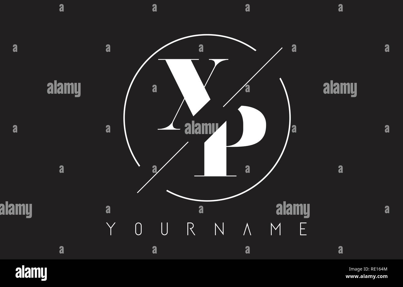 XP Letter Logo with Cutted and Intersected Design and Round Frame ...