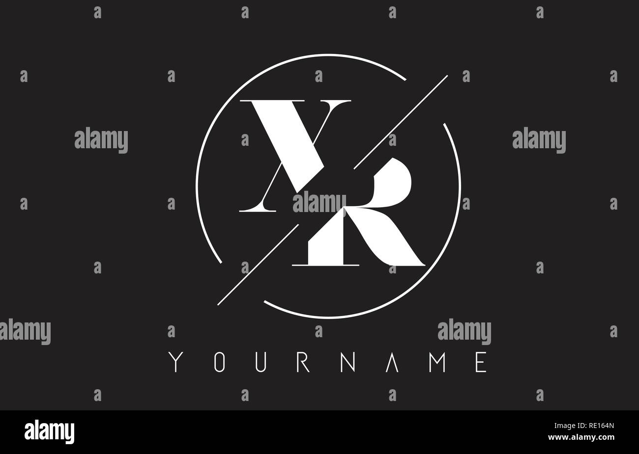 XR Letter Logo with Cutted and Intersected Design and Round Frame ...