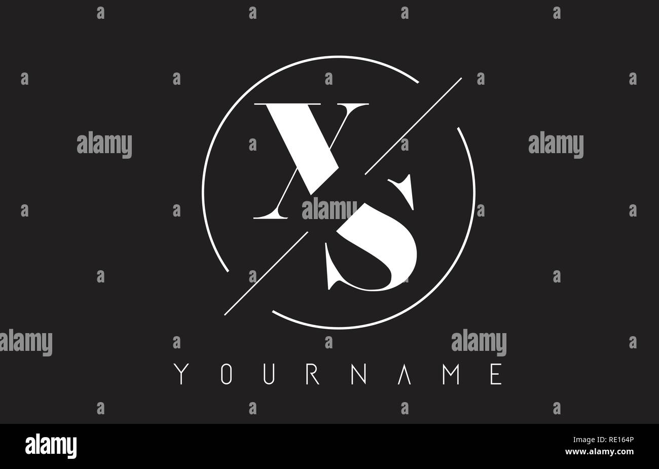 XS Letter Logo with Cutted and Intersected Design and Round Frame ...