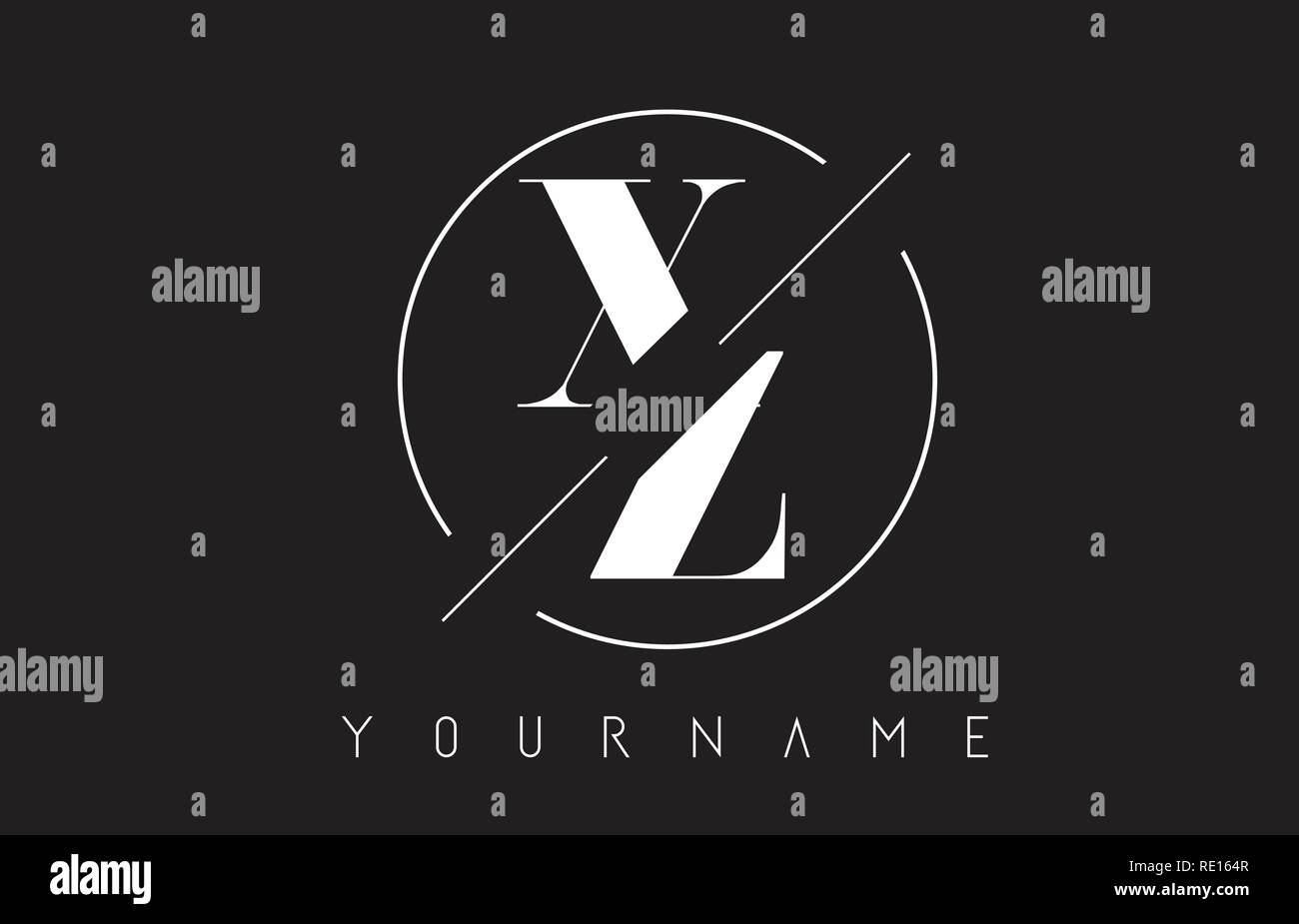 XZ Letter Logo with Cutted and Intersected Design and Round Frame ...