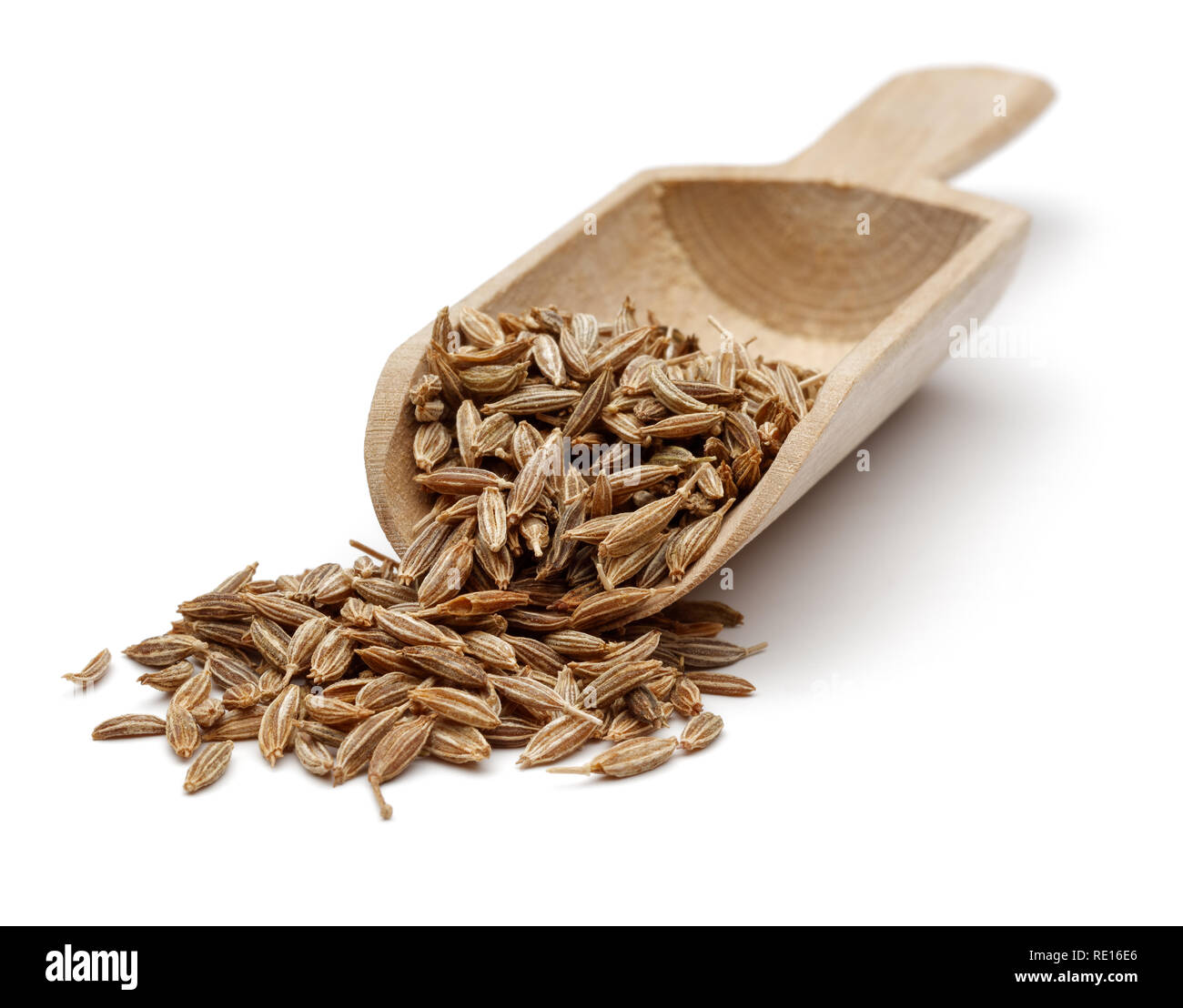 Cumin seeds in wooden spoon isolated on white background Stock Photo ...