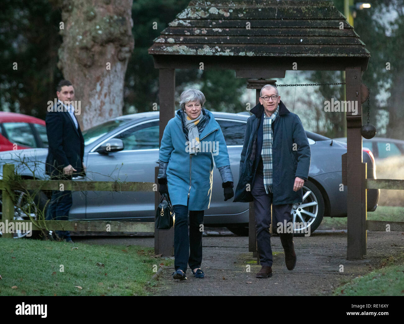 Prime Minister Theresa May and her husband Philip arrive to attend a ...
