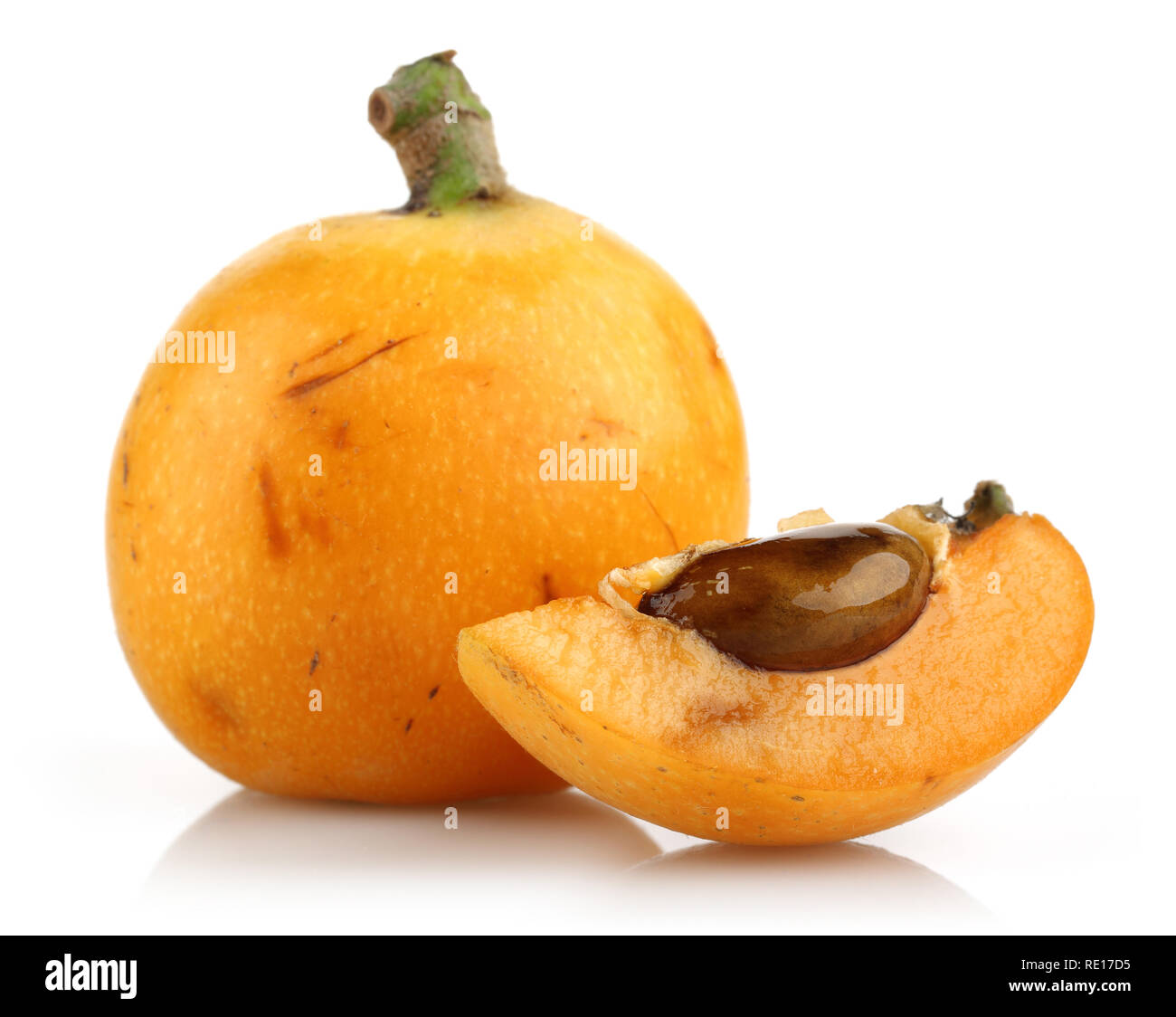 Ripe Loquat fruit or Japanese Plum isolated on white background Stock ...