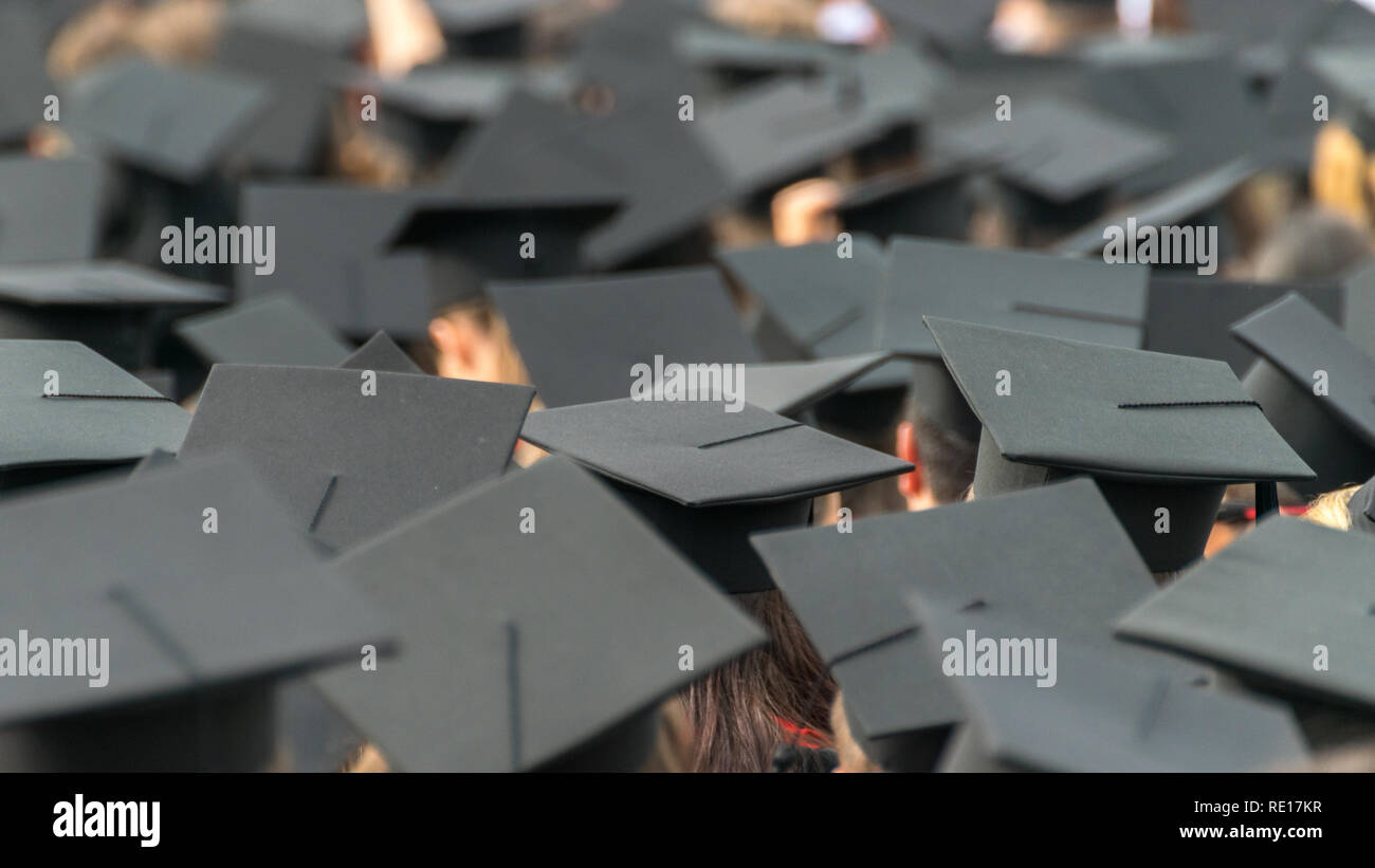 A see of graduation caps at a graduation ceremony Stock Photo - Alamy