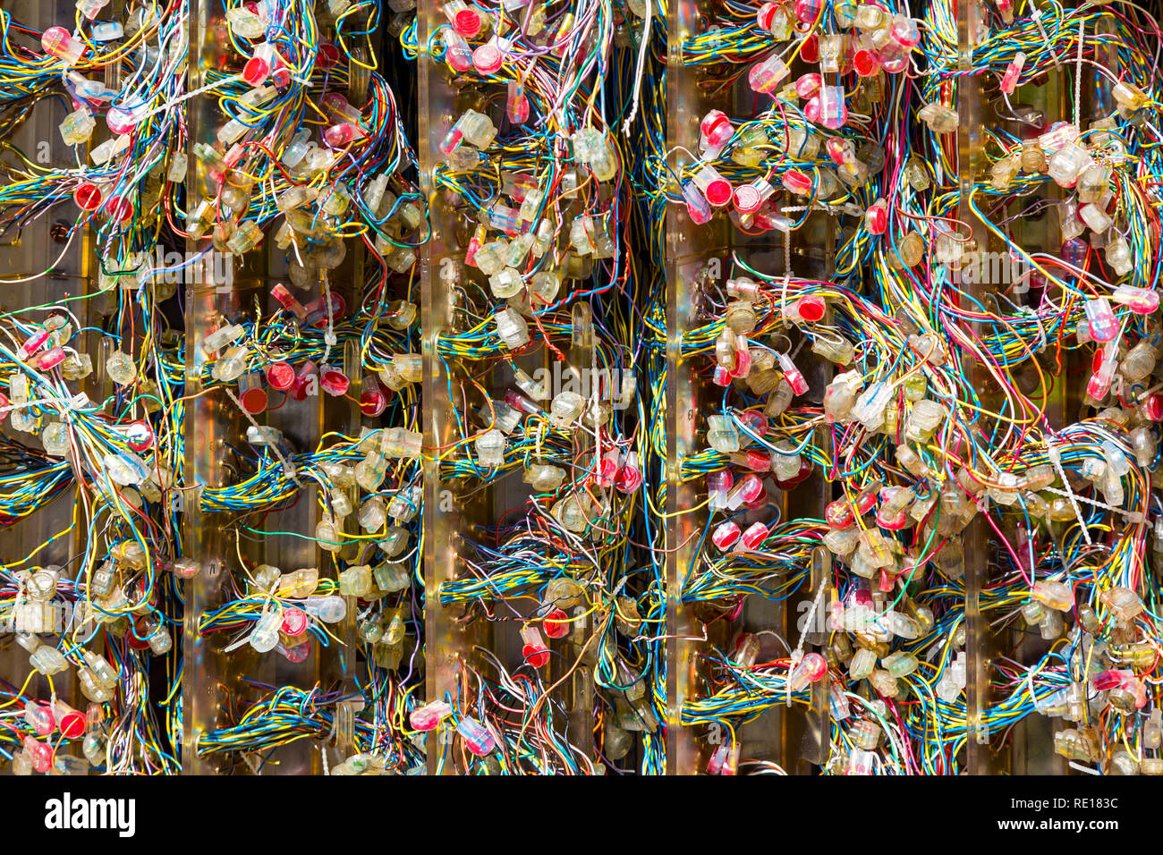 Inside view of a street cable box for the routing of telephone and ...