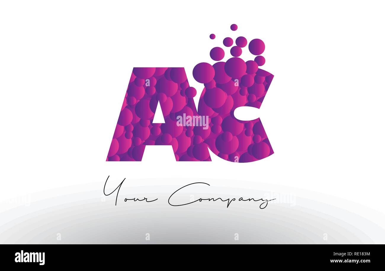AC A C Dots Letter Logo with Purple Pink Magenta Bubbles Texture Vector ...