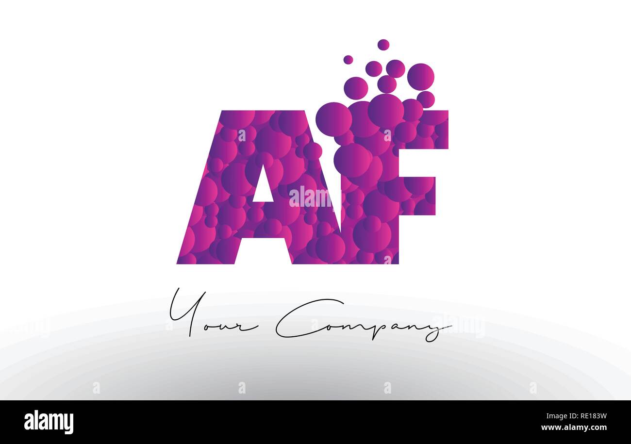 AF A F Dots Letter Logo with Purple Pink Magenta Bubbles Texture Vector ...