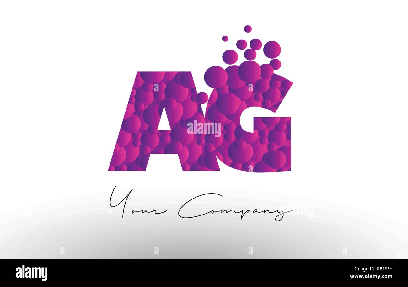 AG A G Dots Letter Logo with Purple Pink Magenta Bubbles Texture Vector ...