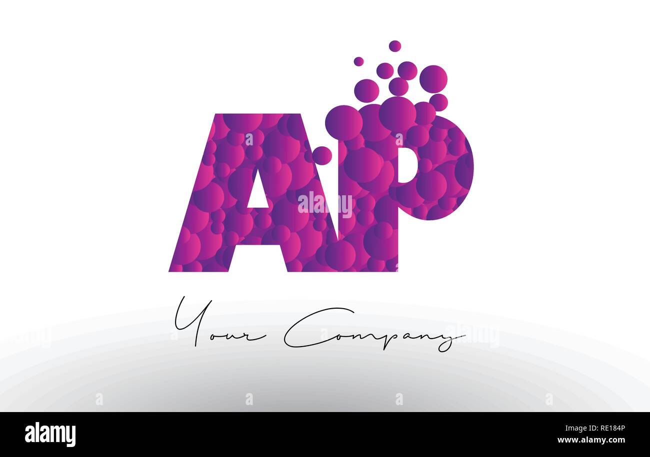 AP A P Dots Letter Logo with Purple Pink Magenta Bubbles Texture Vector ...