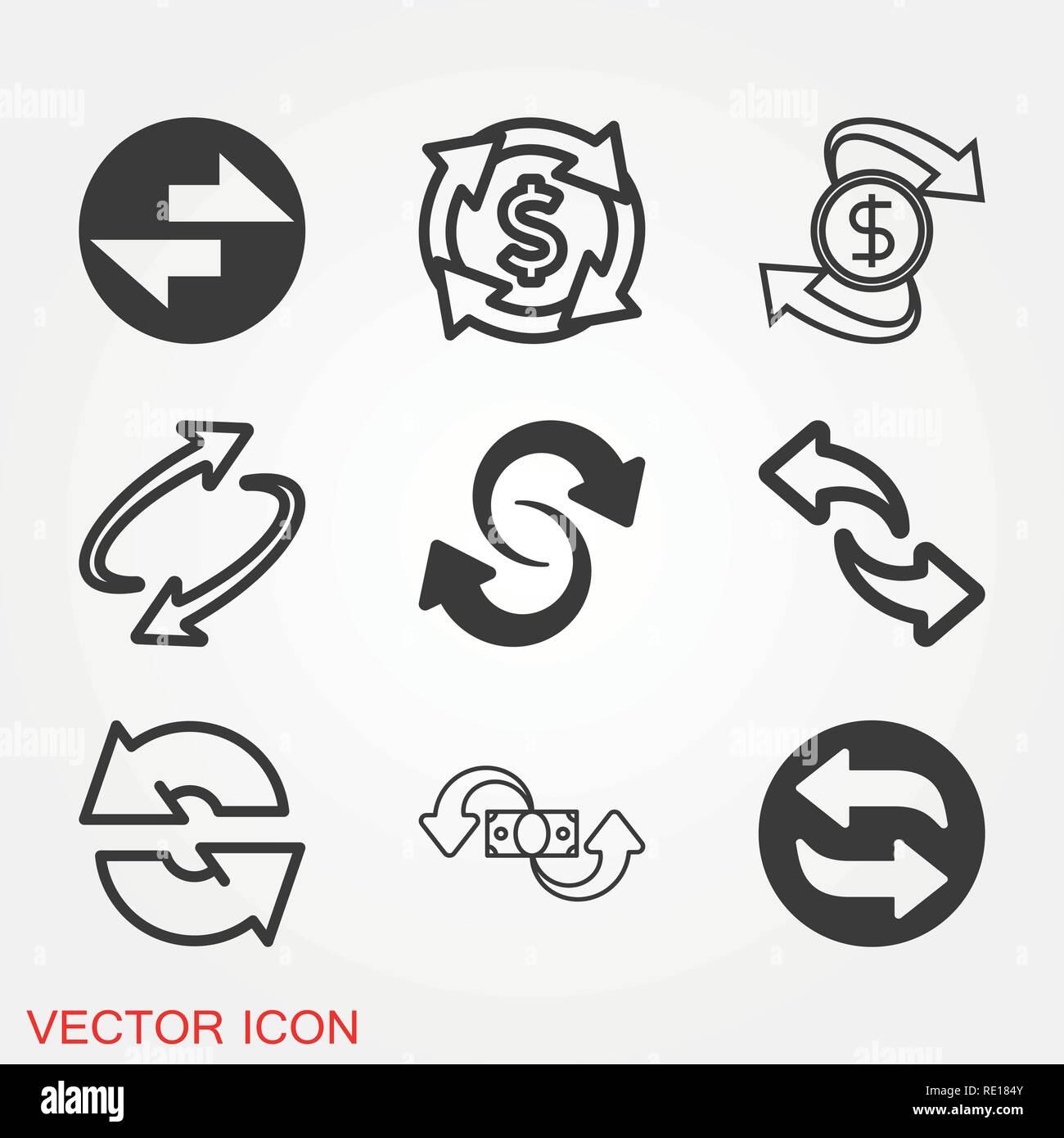 Exchange and convert icon. Arrow trade return. Vector illustration ...