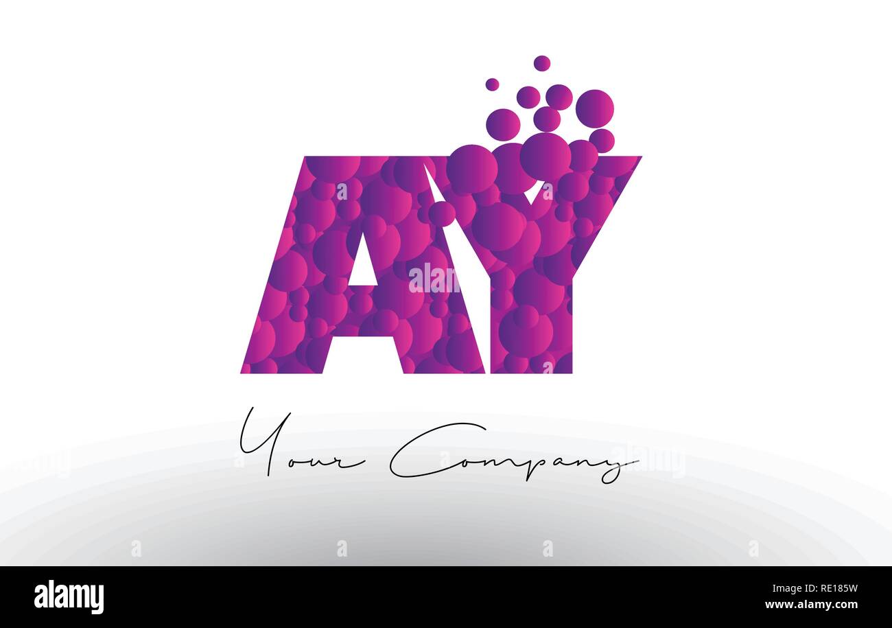 AY A Y Dots Letter Logo with Purple Pink Magenta Bubbles Texture Vector ...